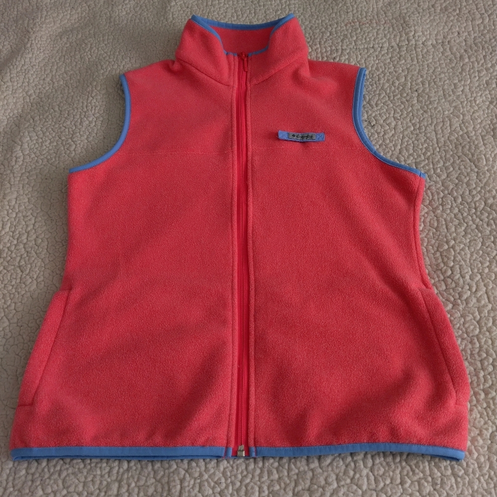 Columbia Pfg Medium Neon Pink Blue Fleece Full Zip Ve… - Gem